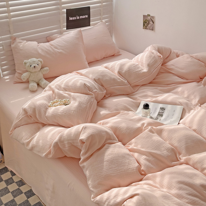 4 In1 Cream Colour Plain Colour Polyester BedSheet Flat Bedding Sheet ...