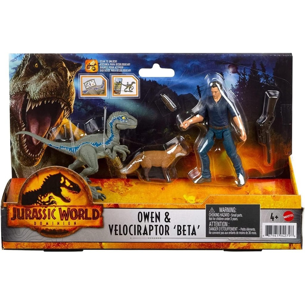 MATTEL JURASSIC WORLD : NEW RULER HUMAN AND DINO PACK Action Figure ...