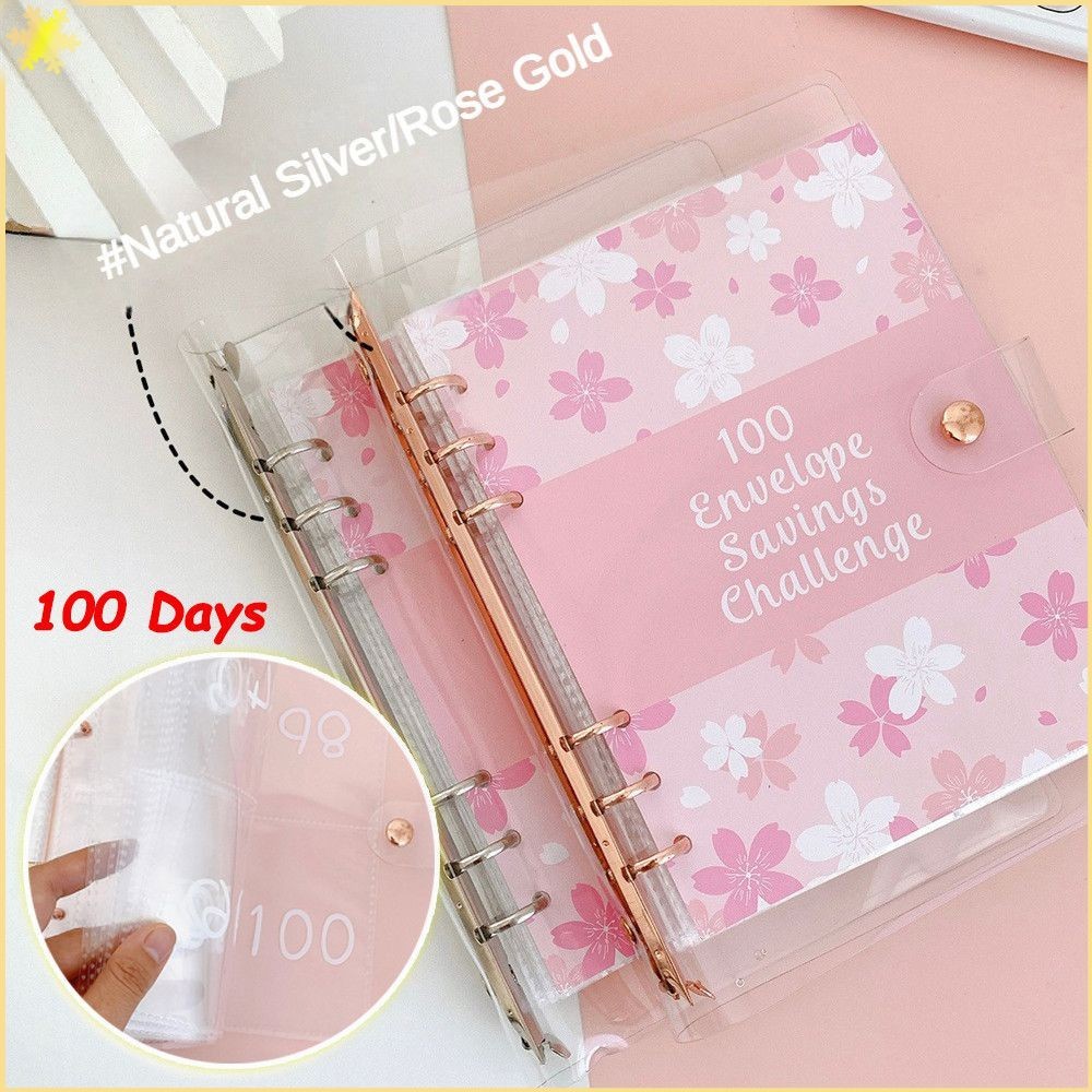 Fashion Clear Pvc Cherry Blossoms 100 Envelopes Money Saving Cash ...