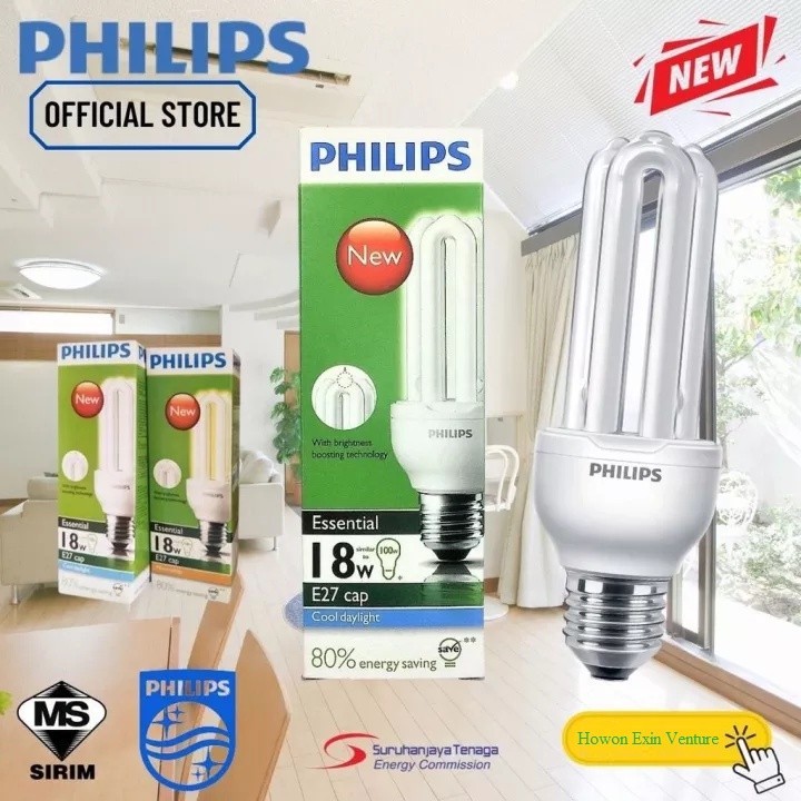 PHILIPS Essential 3U Shape LED Bulb Cool Daylight Warm White 18W E27 ...