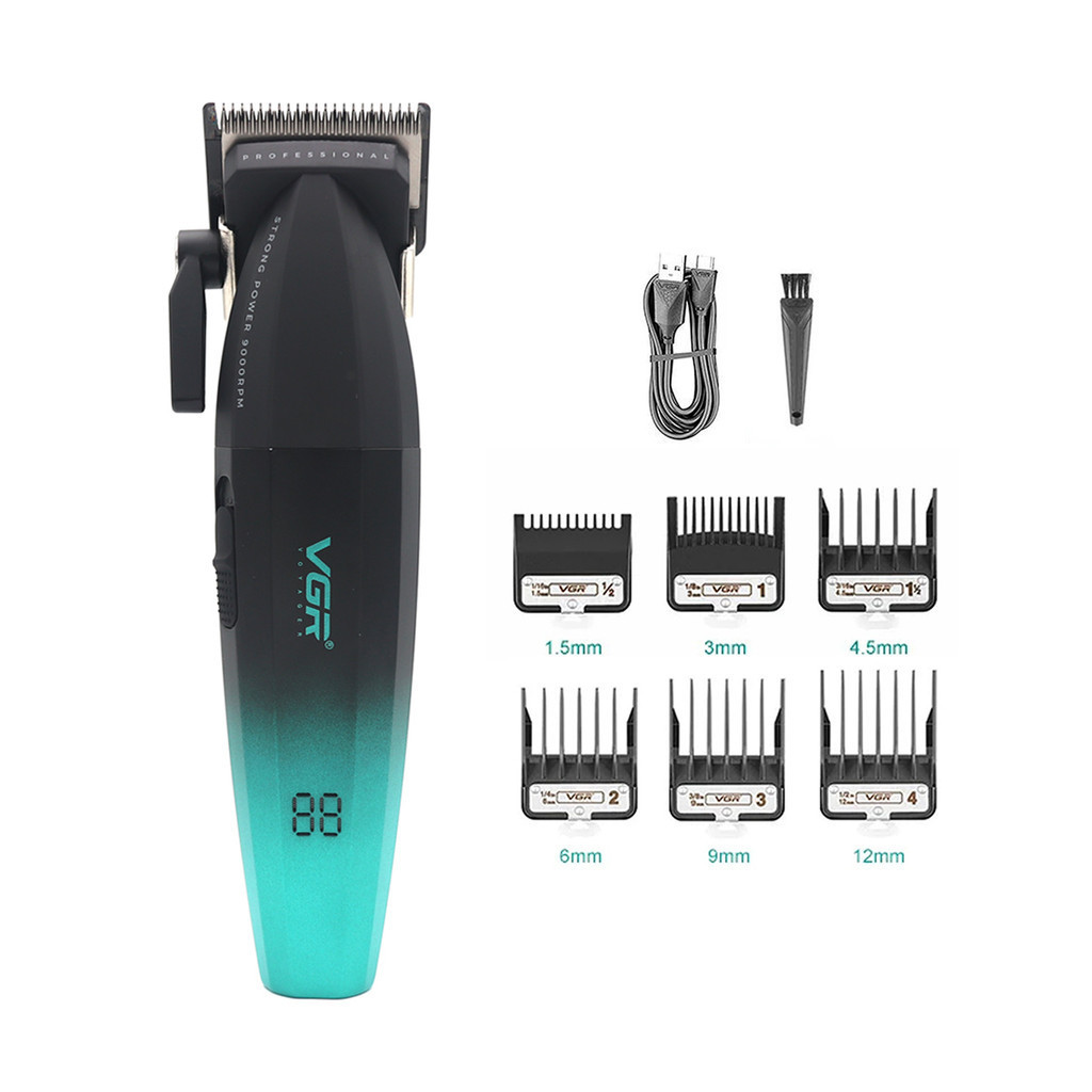 VGR V-003 Professional Hair Clipper 9000 RPM Ceramic Blade Hair Cutting Machine Full Metal USB ...
