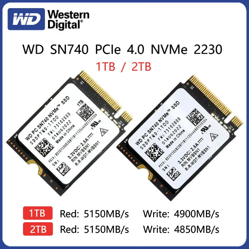 WD SSD WD SN740 512GB 1TB 2TB M.2 NVMe 2230 PCIe 4.0x4 for Microsoft Surface ProX Laptop 512G ...