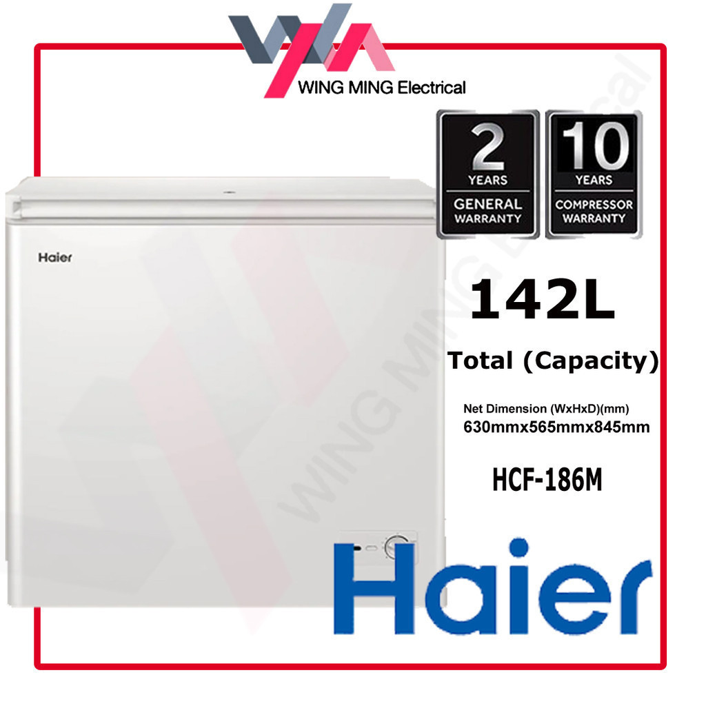 Haier 142L Chest Freezer Refrigerator 1 Door/Peti Beku 1 Pintu (HCF-186M) Peti Sejuk/Fridge/Peti ...