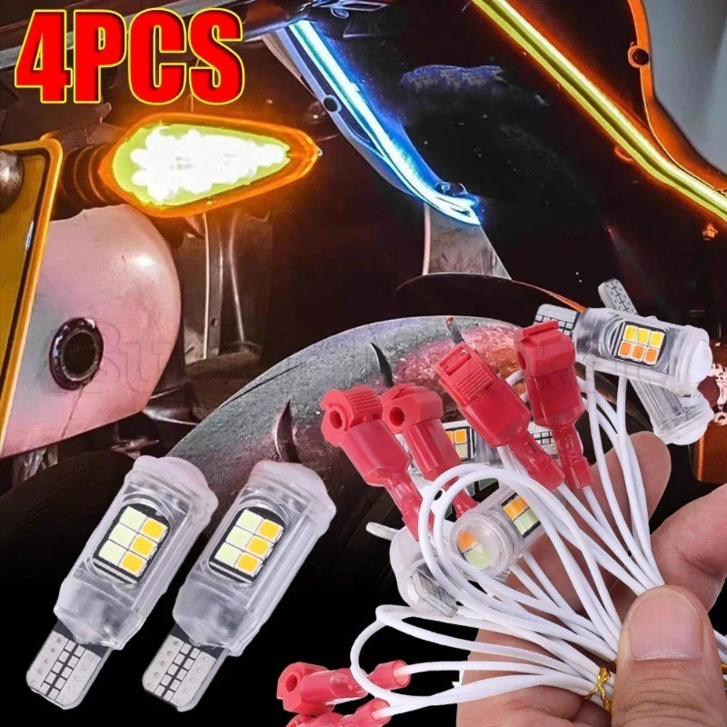 T10/T15 Dual-color Motorcycle Turn Signal Light - LED Ice Blue Bulb ...