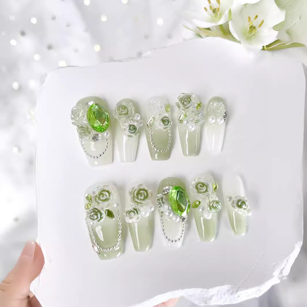 HandMade Wear-On Nail Boutique Press On Nail Set Summer Green Grapes ...