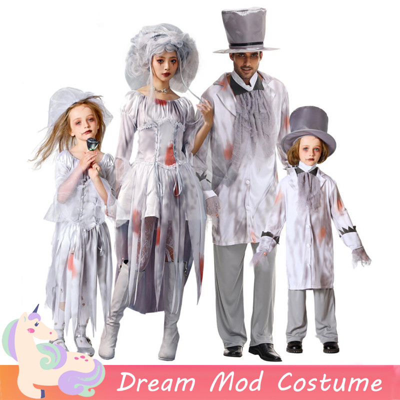 Horror Ghost Bride Woman White Dress For Kids Girl Adult Costume ...