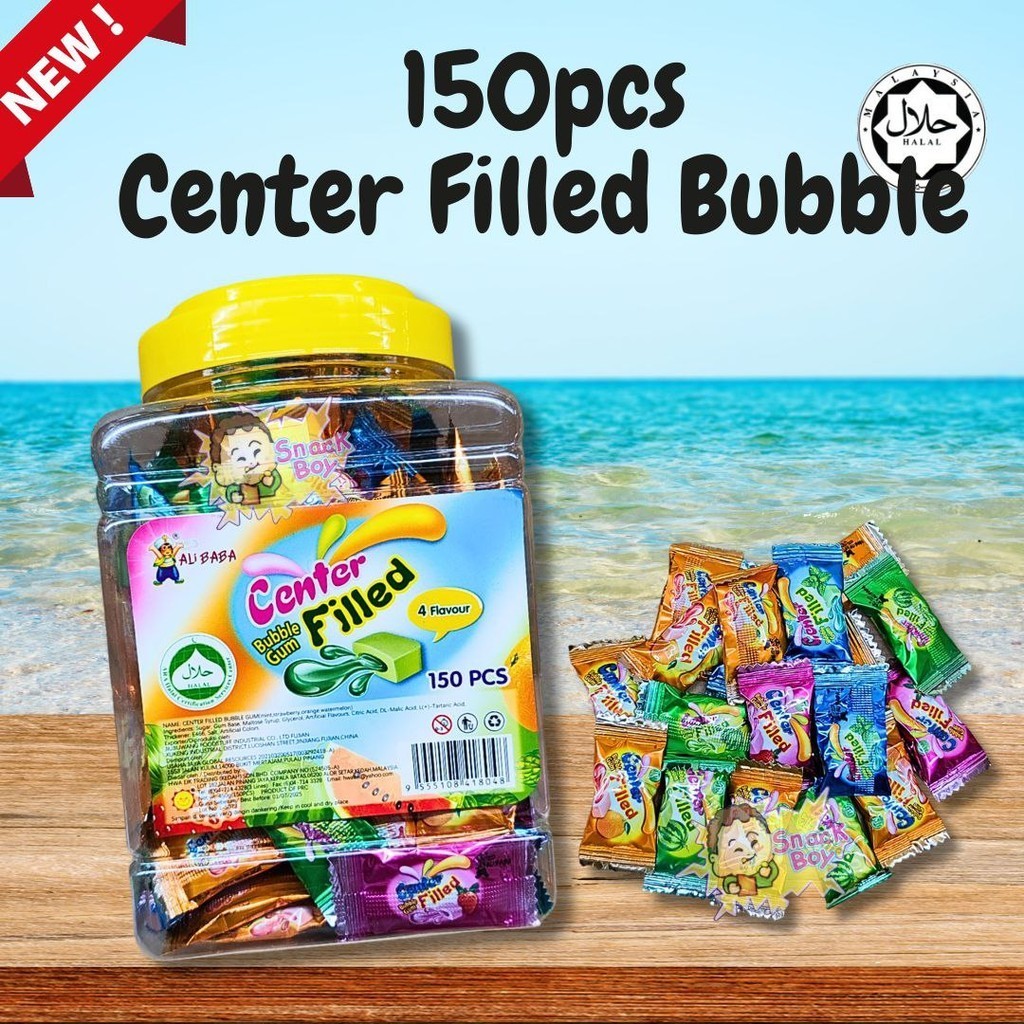 150pcs Ali Fruits Chewing Gum with Center Filled jam bekas (4flavour ...