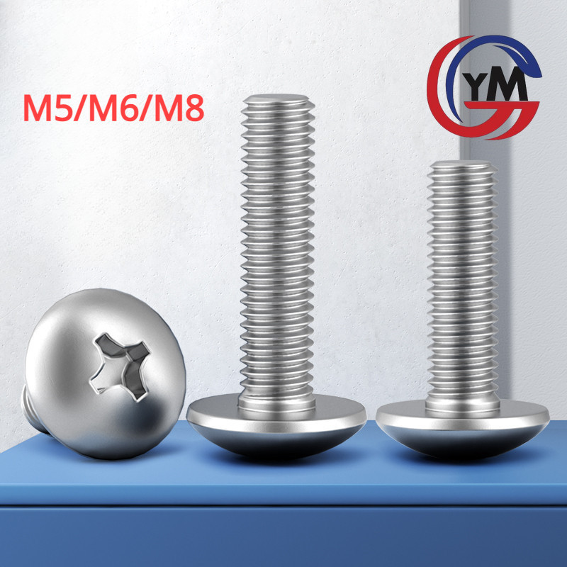 [YHM] Round Head Screw 304 Stainless Steel Phillips Large Flat Head Screw Mushroom Bolt Umbrella ...