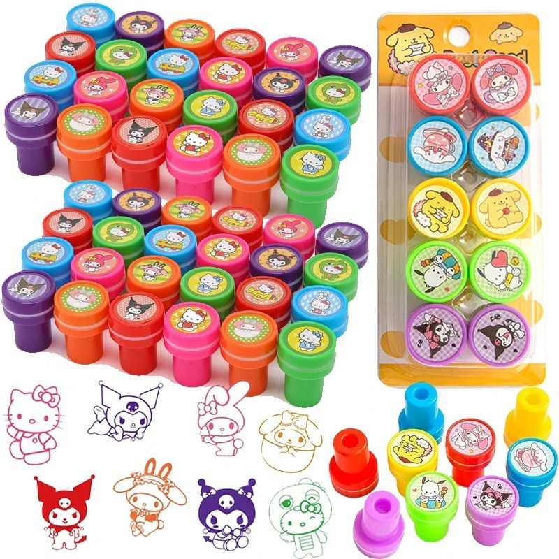 10Pcs/Set Sanrio Self-ink Stamps Hello Kitty Kuromi Melody Cinnamoroll ...