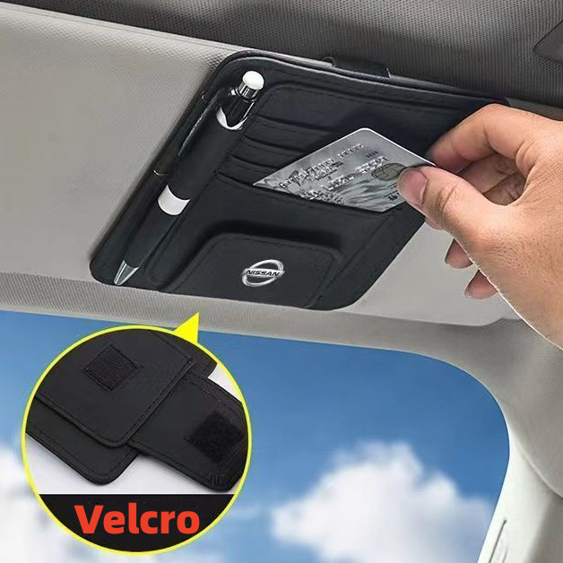 (xps)Car Card Holder Sun Visor Organizer For Nissan Almera X-Trail Frontier Livina Sunny Navara ...