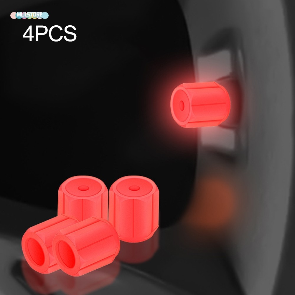 (Mulitibuy) 4PCS Universal Fluorescent Car Tire Valve Cap Luminous Bike ...