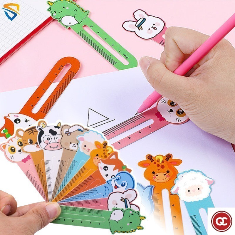 QC 50Pcs Mini Korean Style Cartoon Animal Bookmark Ruler Simple Lovely ...