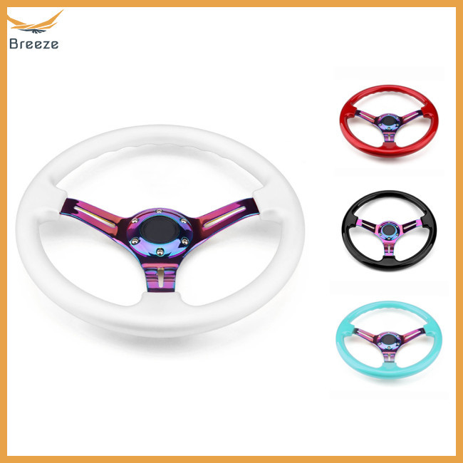 breeze 350mm 14" Racing Sport Steering Wheel 6 Bolts 3 Spoke Slotted ...