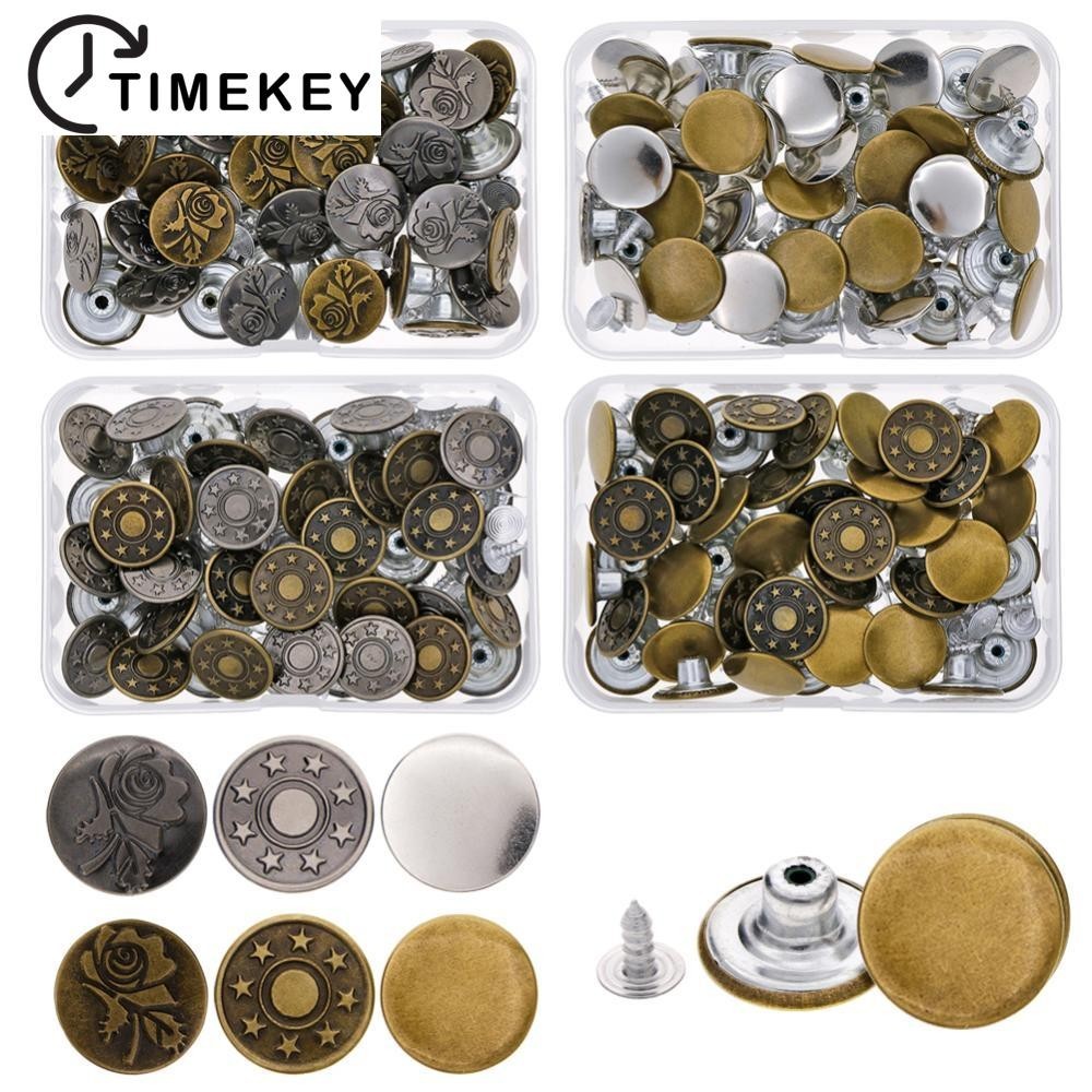 TKEY 40 Sets Jeans Button Tack Buttons Metal Replacement Craft Working ...