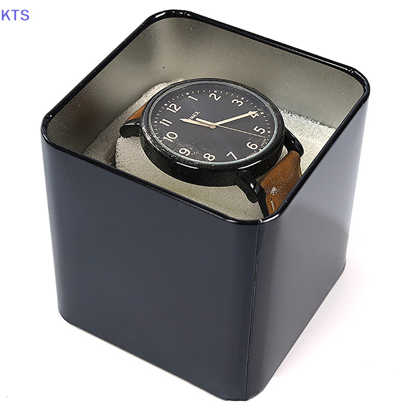 KTS 8CM Square Black Watch Organizer Box Show Holder Tinplate Can Metal ...