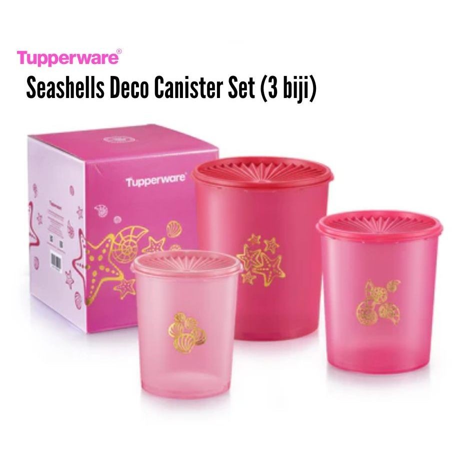 Tupperware Deco Canister Seashells Set Bekas Kedap Udara Airtight Food Container | Shopee Malaysia
