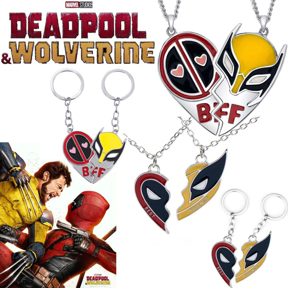 1Pair Movie Superhero Deadpool & Wolverine Best Friends keychain Split ...