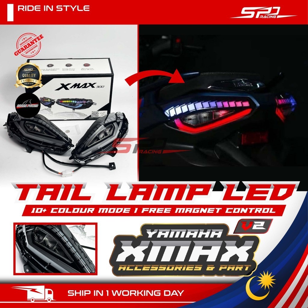 Xmax V2 Tail Lamp I 10+Colour Mode I Free Magnet Control I LED Shark ...