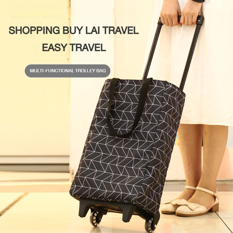 Retractable Folding Grocery Shopping Cart Shopping Trolley Tote ...