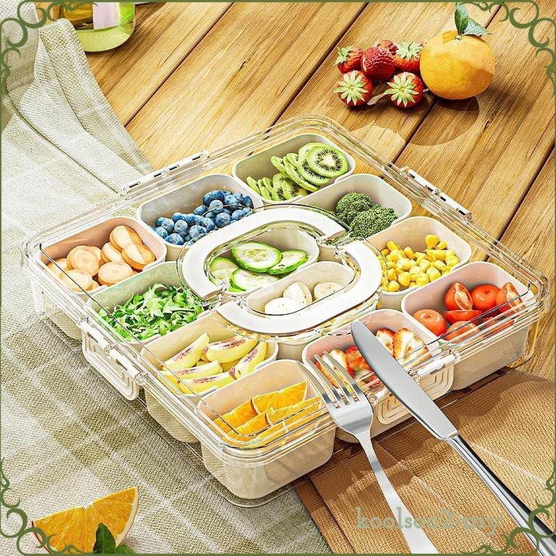 [KoolsooaeMY] Divided Serving Tray with Lid and Handle Snack Box, Food ...