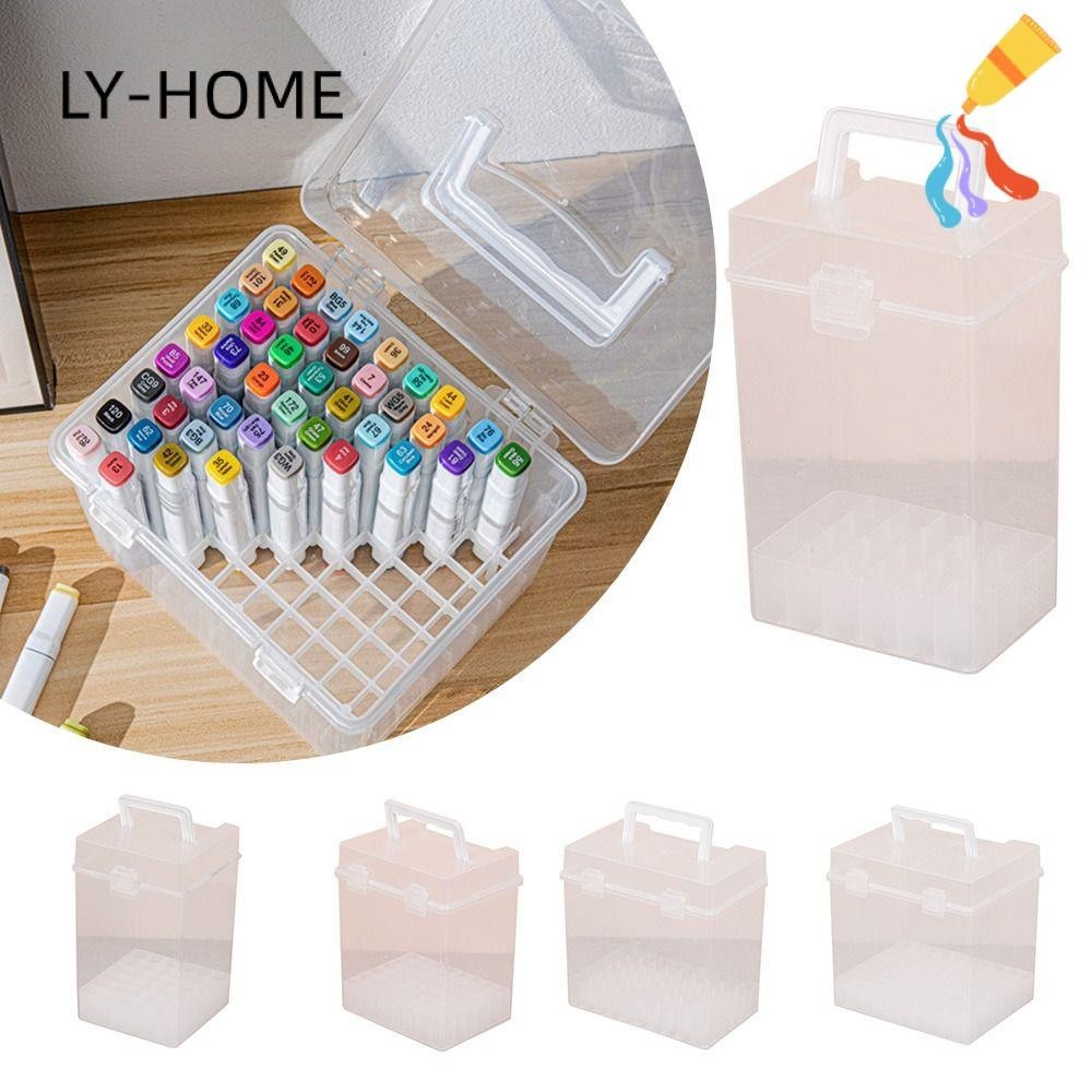 LY-HOME Marker Pen Organizer, Transparent Plastic Marker Storage Box ...