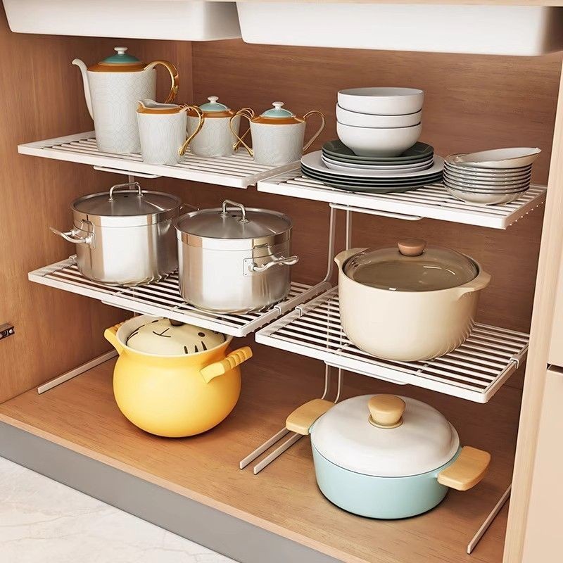 Kitchen Cabinet Layered Storage Rack Cabinet Inner Partition Countertop ...