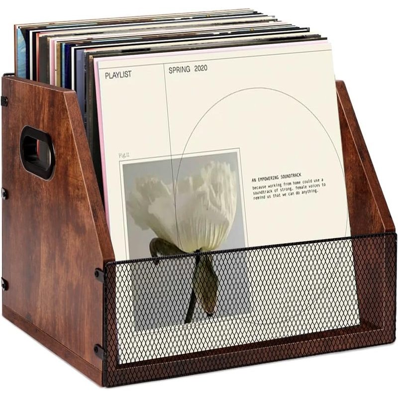 Wooden Vinyl Record Storage Box Desktop Desktop Record Storage Box ...