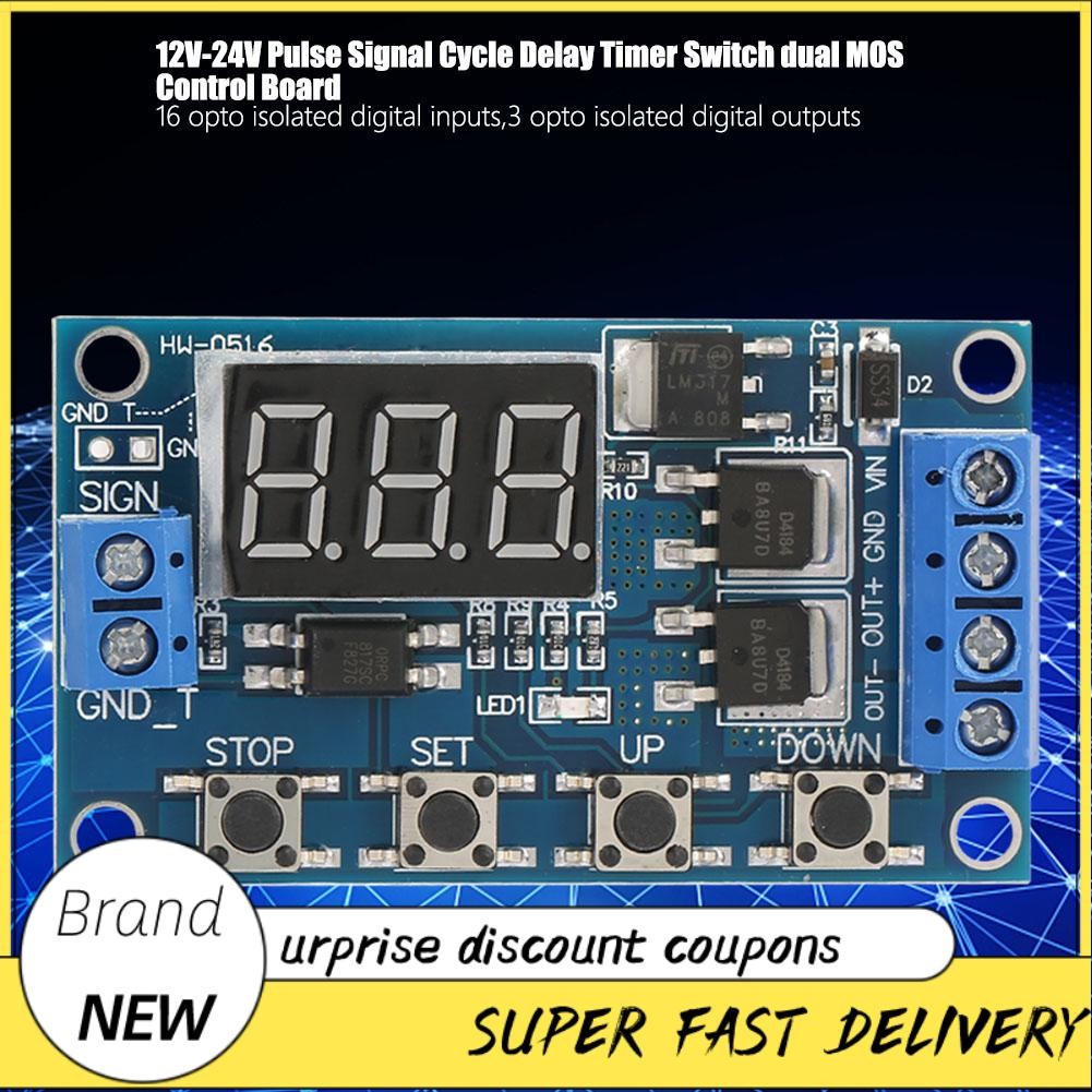 Freemarket DC 12V-24V Pulse Trigger Cycle Delay Timer Switch ON/Off Relay Control Module MOS ...