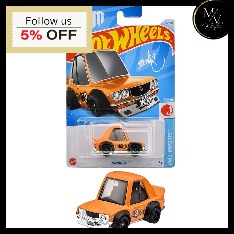 Hot Wheels Mazda RX-3 Die-Cast Mini Car Toy for Kids Age 3+, Orange ...