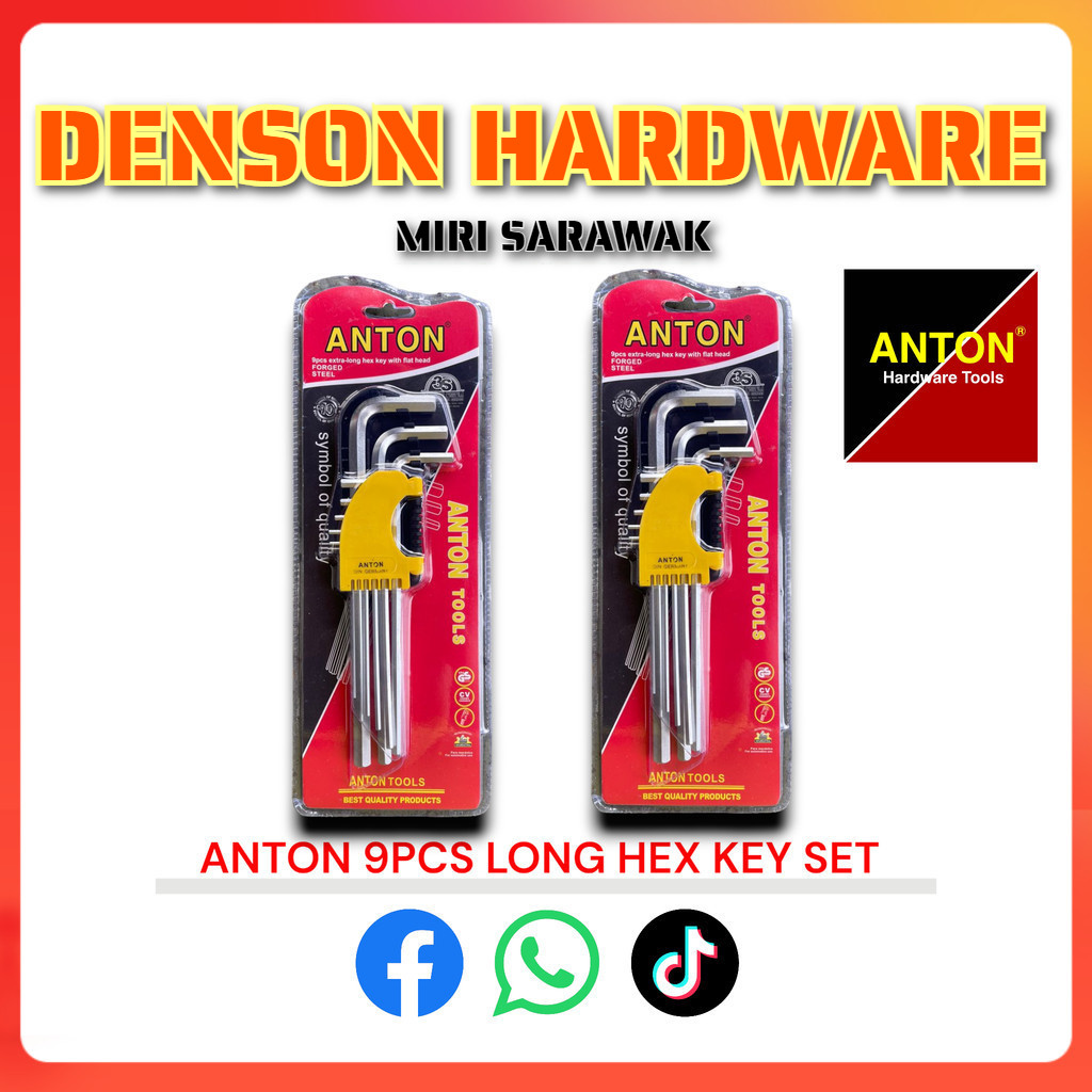 [EXTRA LONG] ANTON 9 pcs Ball Point Allen Key Wrench Set Heavy Duty ...