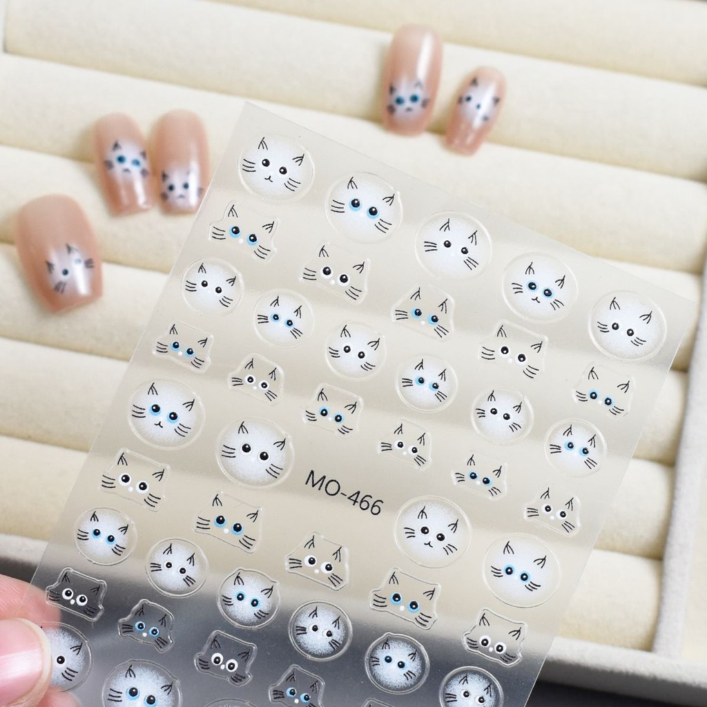Cute Cartoon Blue Eyes Siamese Cute Cat Manicure Stickers Sweet Style ...