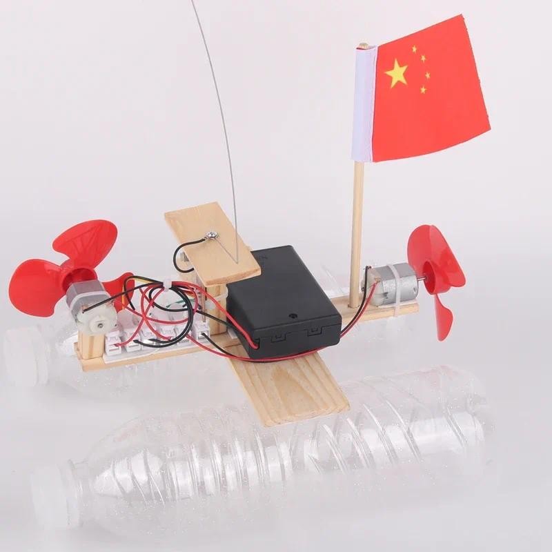 NEW Assembled Wind Turbine Model Boat Wooden Remote Control Boat DIY ...