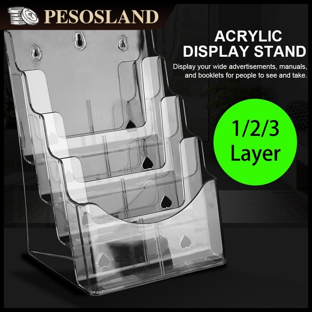 A6 Booklet Leaflet Display Stand Holder 1/2/3Layers Acrylic Brochure ...