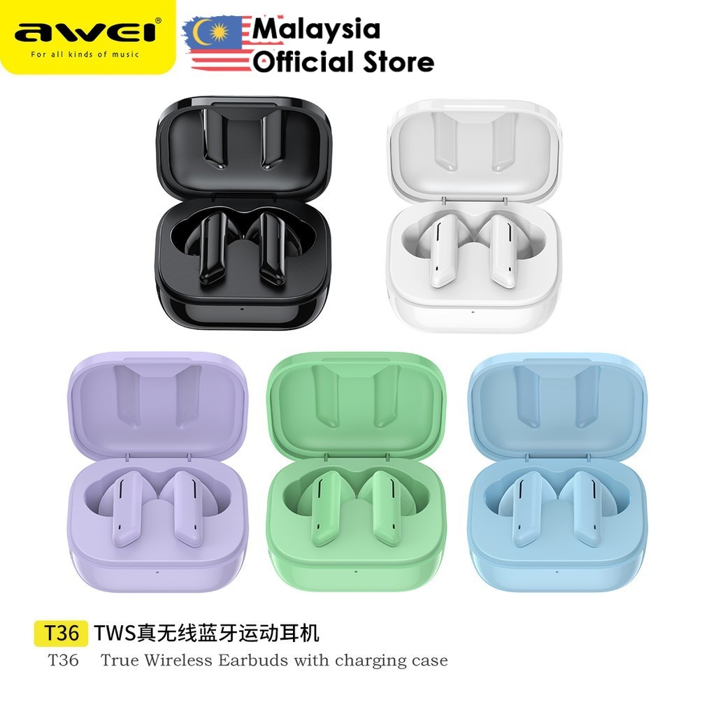 Awei T36 Sport Wireless Earbuds HiFi Stereo Sound Earphone Sport ...