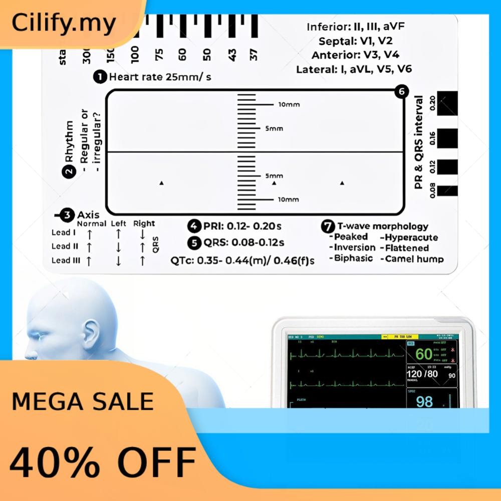 1/2Pcs ECG 7 Step Ruler ECG Ruler ECG Reference Guide for ECG/EKG Interpretation | Shopee Malaysia