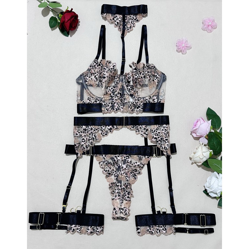 Sexy Halterneck Leopard Print Underwear Panties Garter Belt Sexy Suit ...