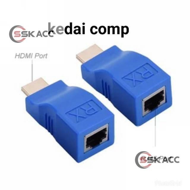 Hdmi to Lan Adapter Extender HDMI 30meter with Lan Cable RJ45 SSKACC ...