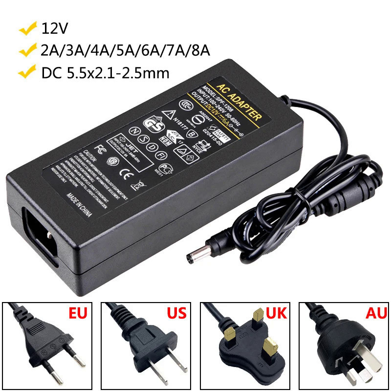 Universal AC/DC Power Adapter 12V 4A 6A Adaptor 12 V 2A LED Strip Power ...
