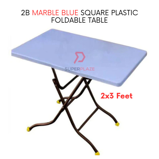 2B Marble Blue 2x3 Feet Plastic Foldable Table Portable Dining Table ...