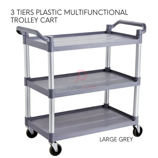 Large Grey Color 3 Tiers Plastic Multifunctional Cart Food Court ...