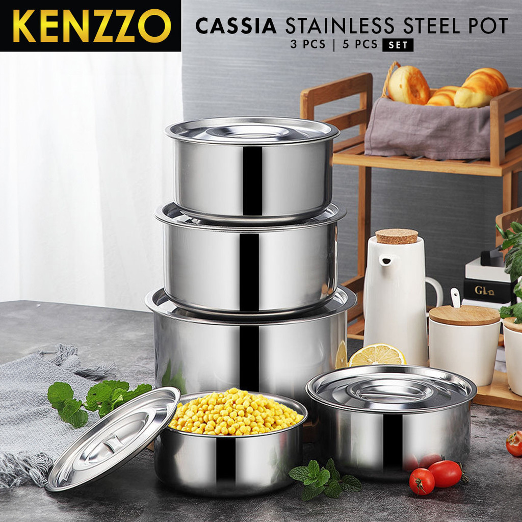 Kenzzo : CASSIA 5 in 1 Stainless Steel Pot /410 Stainless Steel/Food ...