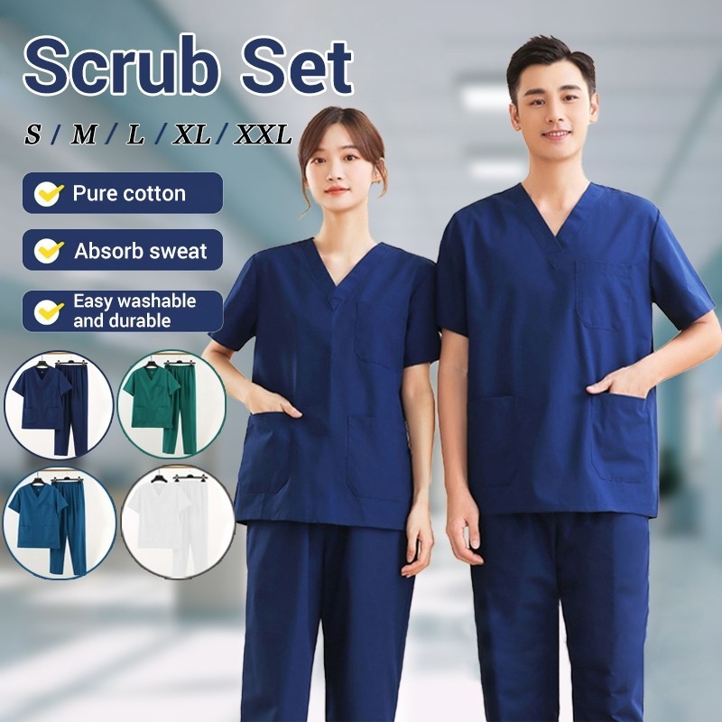 【Ready Stock】Doctor‘s Scrub Medical Scrub Suit Baju Scrub Nurse TOP ...