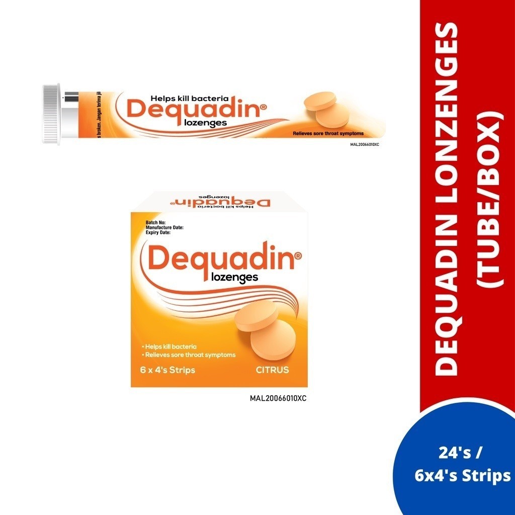 DEQUADIN LOZENGES PASTILLES CITRUS LEMON MENTHOL (TUBE / BOX / TIN ...
