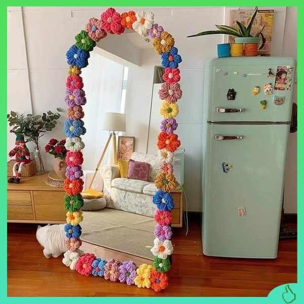 clay mirror hand mirror DIY Puff Cermin Bunga Transformasi DIY Bahan ...