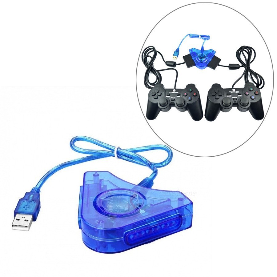 PS2 Controller to PC USB Converter Adapter for 2 Players For PC Desktop ...