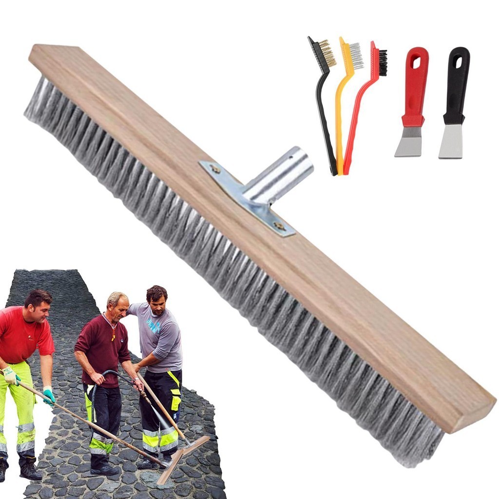 Patio Broom Heavy-Duty Steel Push Broom Brush Metal Broom with Socket ...