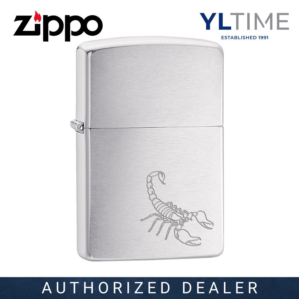 Zippo #29684 Brushed Chrome Scorpion Design Lighter (100% Original ...
