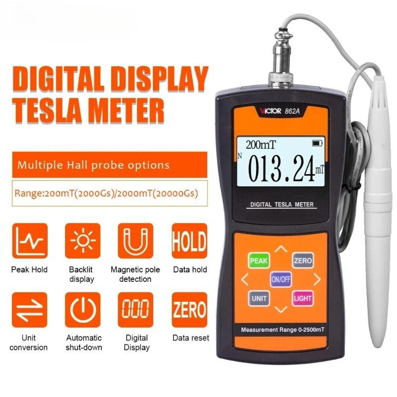 Digital Tesla Meter Gauss Meter Surface Magnetic Field Tester 2% High ...