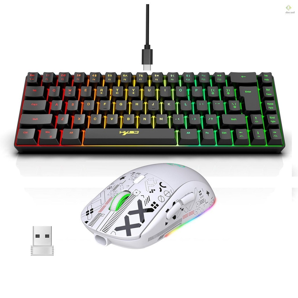 HXSJ Keyboard and Mouse Combo Wired K68 RGB Streamer Mini Gaming ...