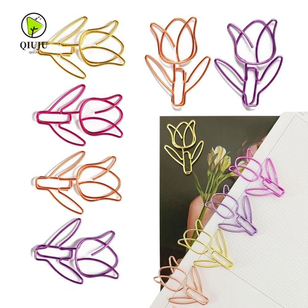 QIUJUU Planner Clips, Multi Color Tulip Flower Paper Clips, Replacement ...